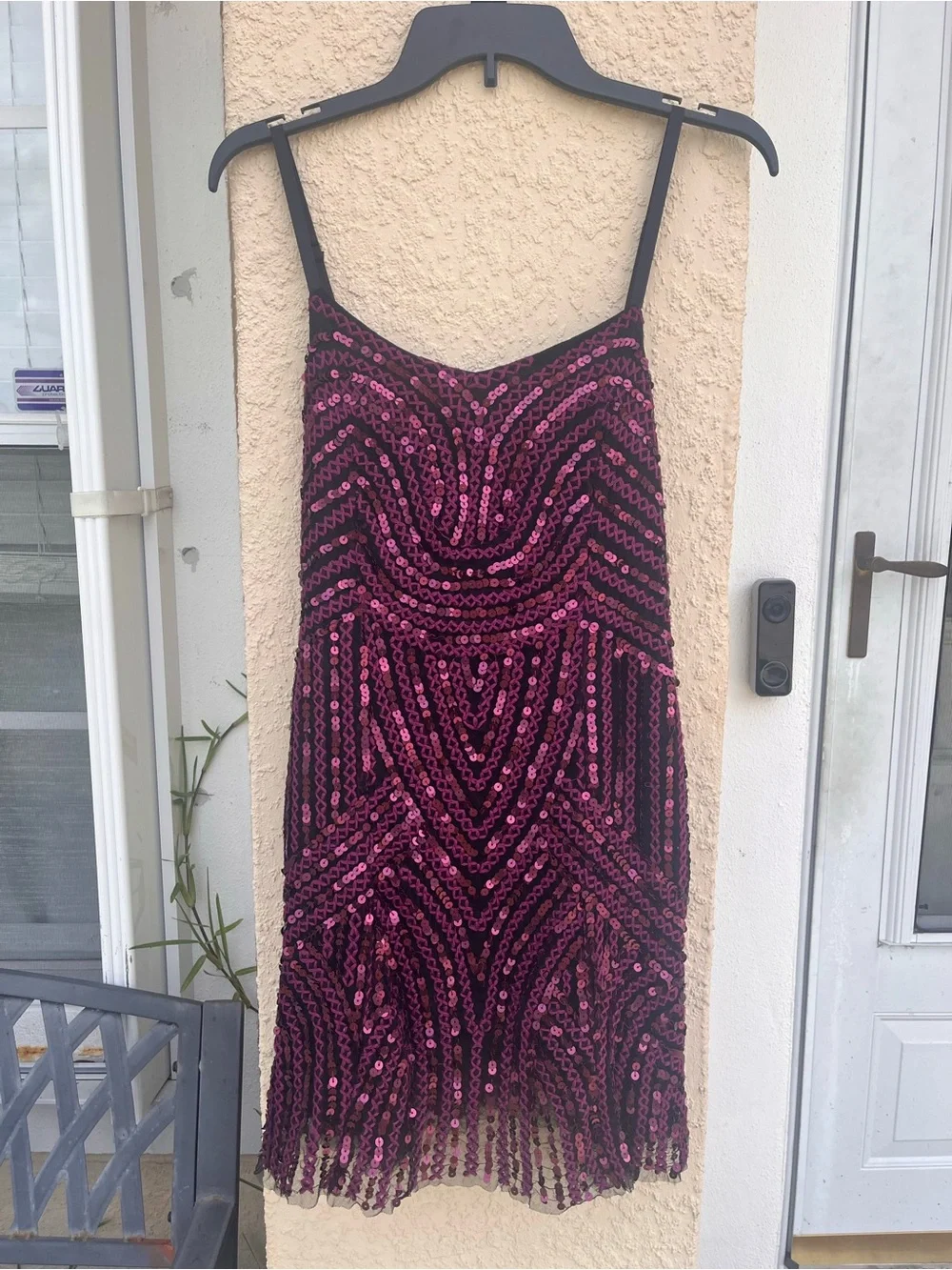 no brand | Dresses | Sequin Cocktail Dress Burgundy Plum Geometric Open ...